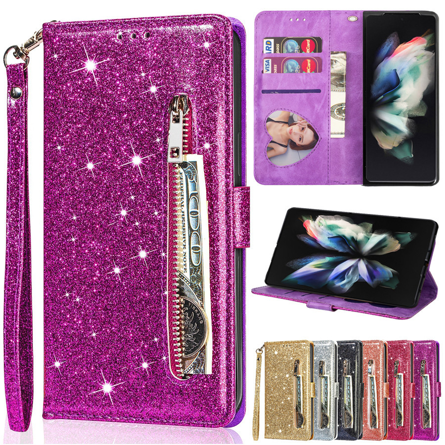 Glitter Wallet Magnetic Flip Leather Case For Samsung Galaxy Z Fold5 Z ...