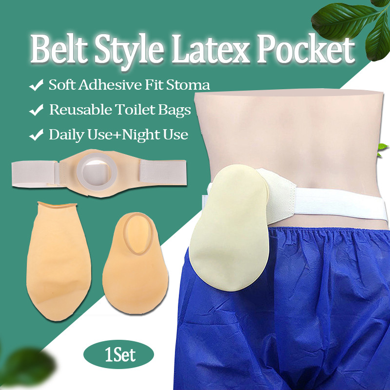 Latex Dummy Anal Toilet Reusable Latex Colostomy Stool Pouch Clear
