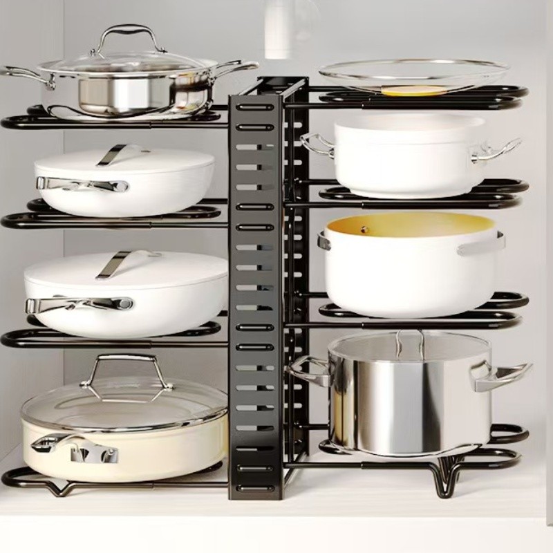 Kitchen rack Kitchen Pan Organizer Pot Rack Adjustable Countertop ...