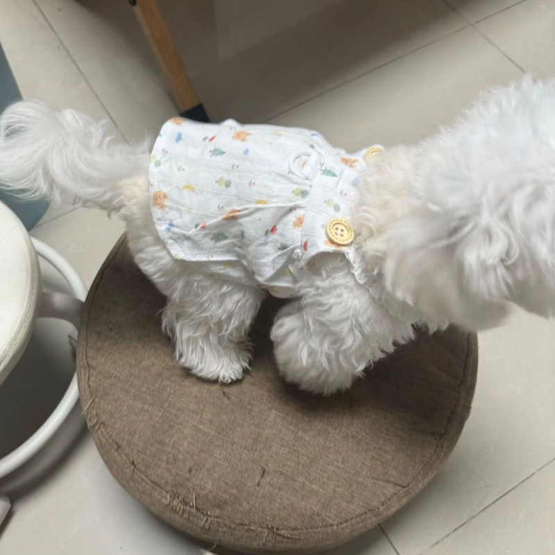 Dog Dress for Shih Tzu Female Cartoon Print Puppy Outfit Pet Sling ...