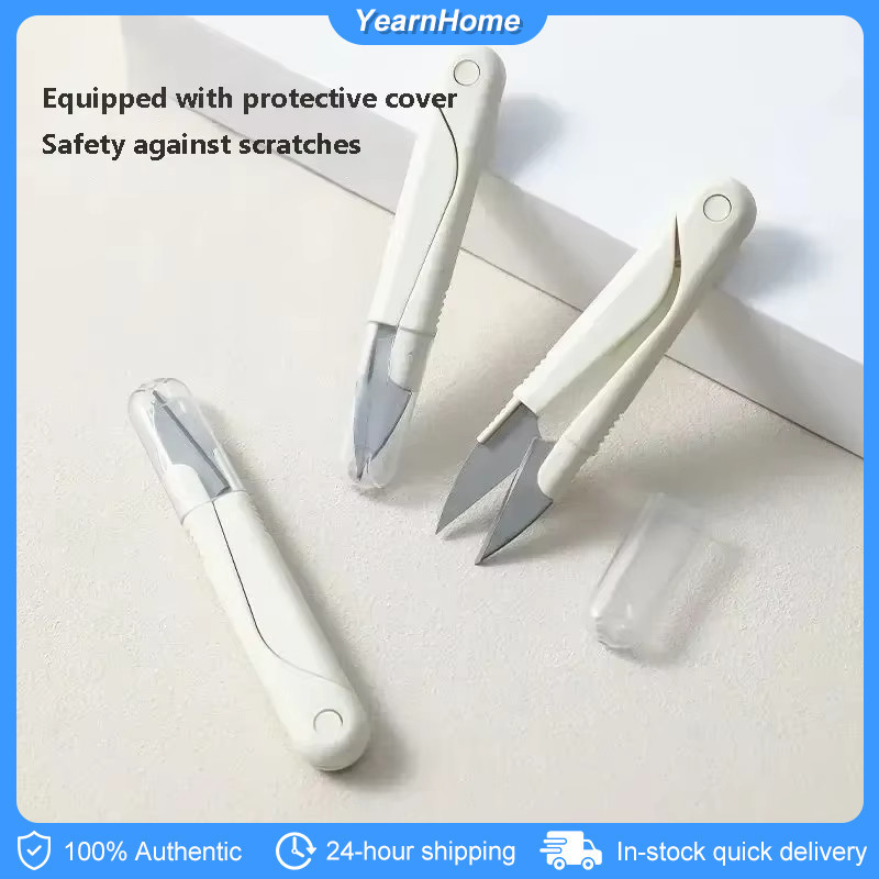 Stainless Steel Spring Scissors with Cover Portable Thread Head Fish ...