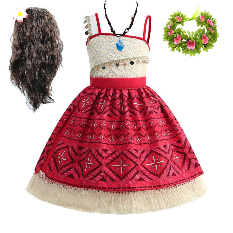 Disney Princess Moana 2 Dress Girls Cosplay Vaiana Carnival Party Ocean ...