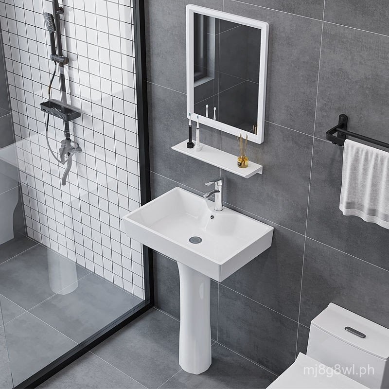 Household Ceramic Pedestal Basin Wash Basin Face Basin Integrated Floor ...