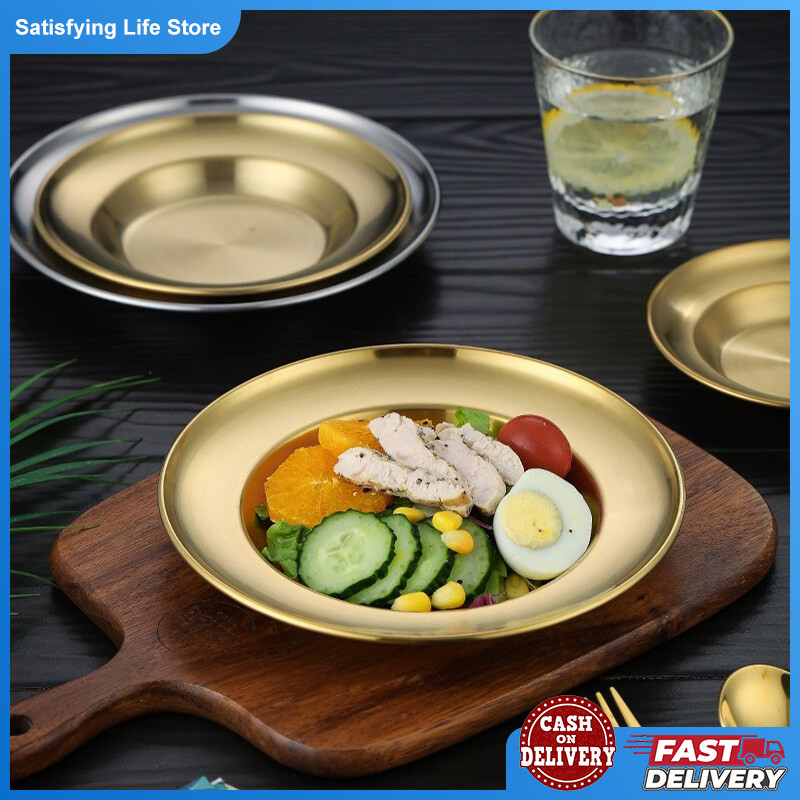 Gold Plate Stainless Steel Deep Plate Round Plates Gold Plate Serving ...