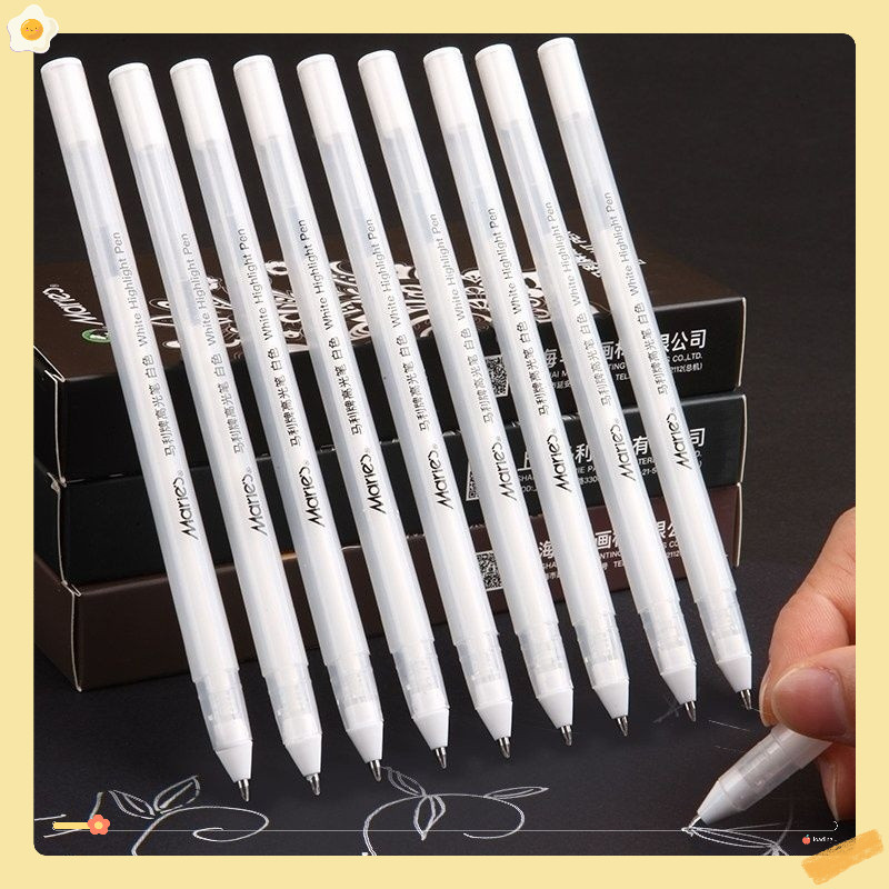 COD Creative White Ink Gel Pen 0.8mm Highlight Marker Pen Fine Tip for ...