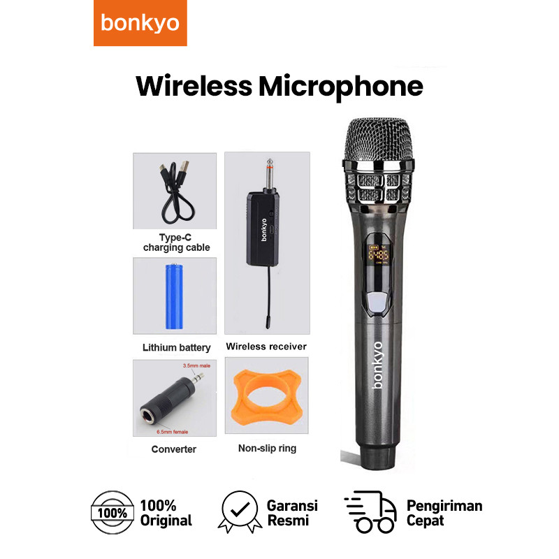Bonkyo Wireless Microphone Karaoke Dual Handheld Dynamic Mic Microphone ...