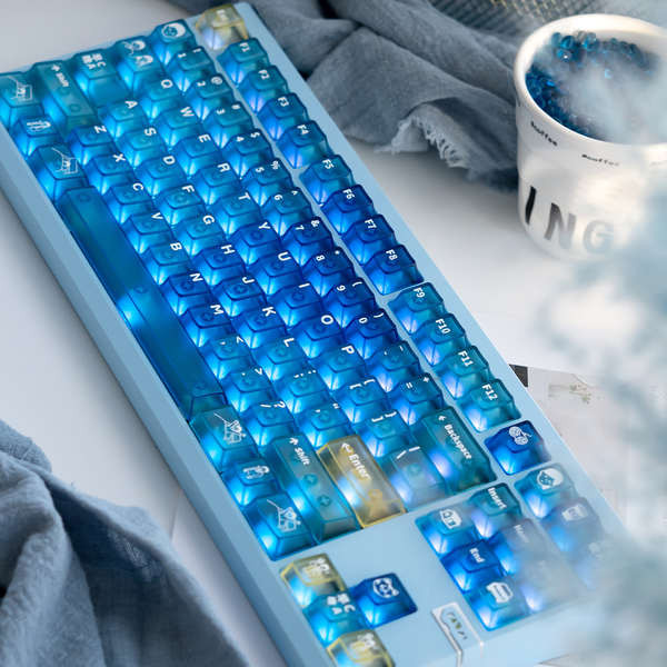 keycaps custom keycaps Morning C Night A Gradient Blue Fog Transparent ...