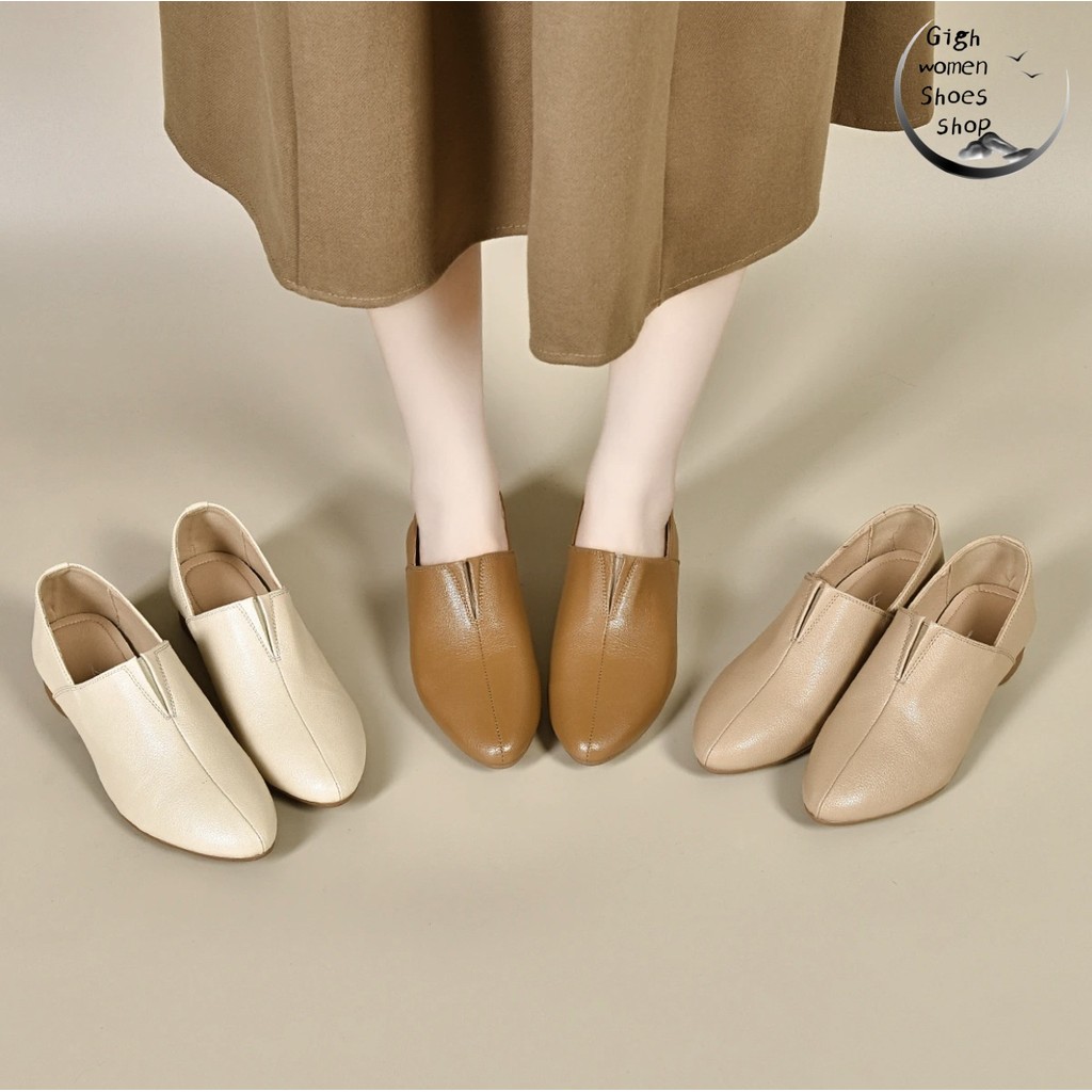 nobox Gigh Ladies Pointed Toe Loafers Low Heel Slip-On Formal Office ...