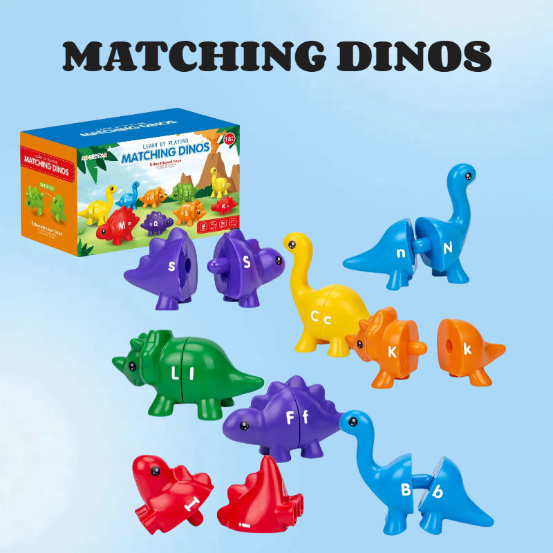 Matching Dinos Sensory Letter Learning Toy Color Sorting Activity Fine ...