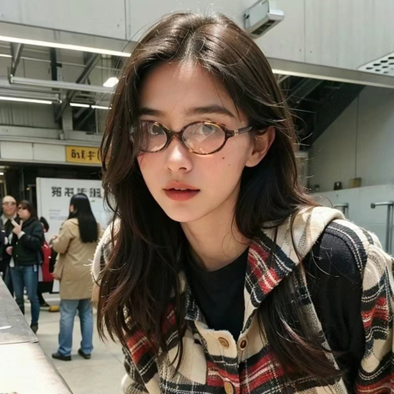 Mujia Glasses Frame Female Zhang Yuanying Same Style Oval Frame Plain ...