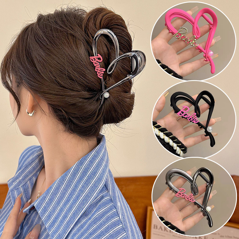 Barbie Hair Clip for Women Love Heart Letters Large Shark Clip Sweet ...