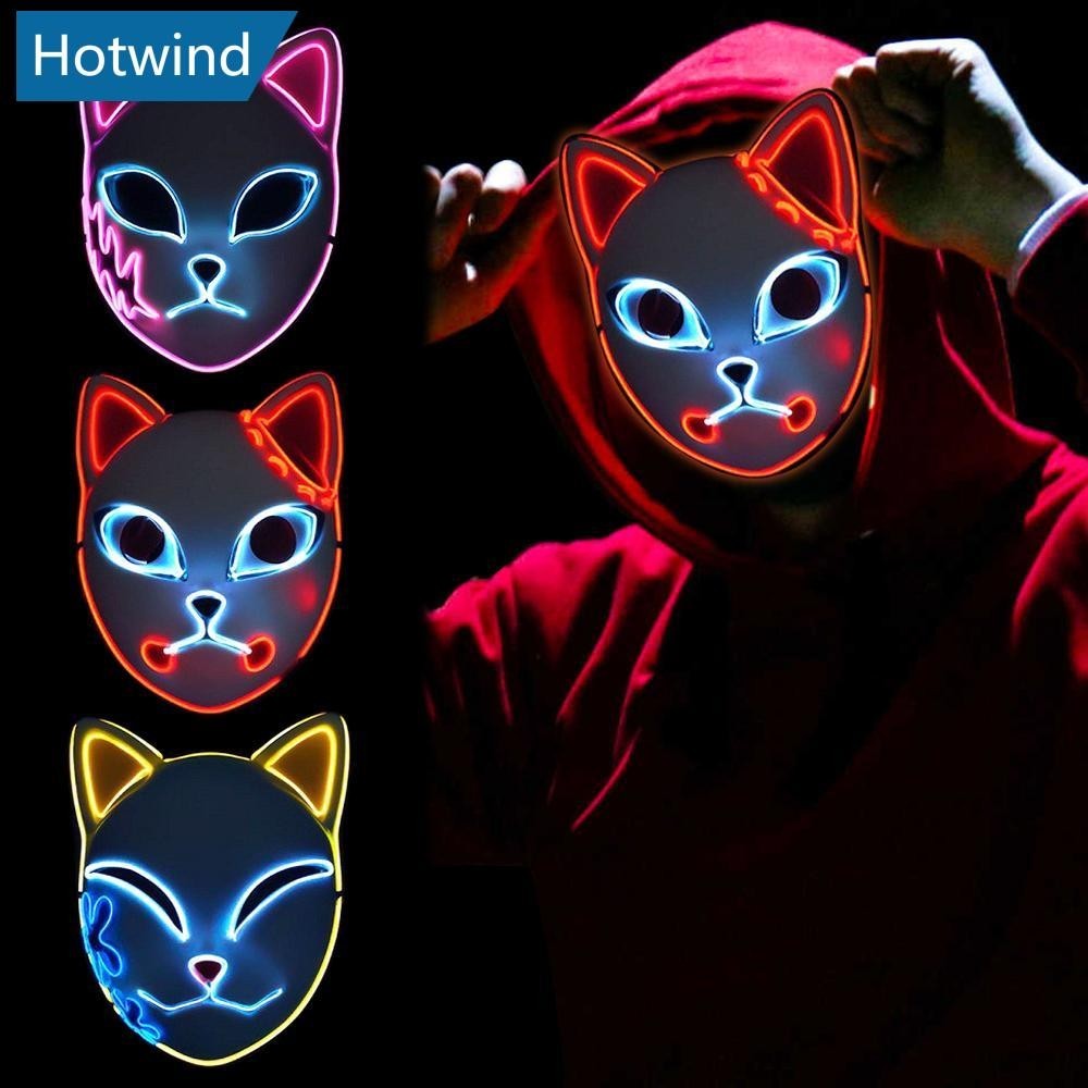 HW LED Anime Demon Slayer Tanjirou Mask Cosplay Mask Sabito Mascarilla ...