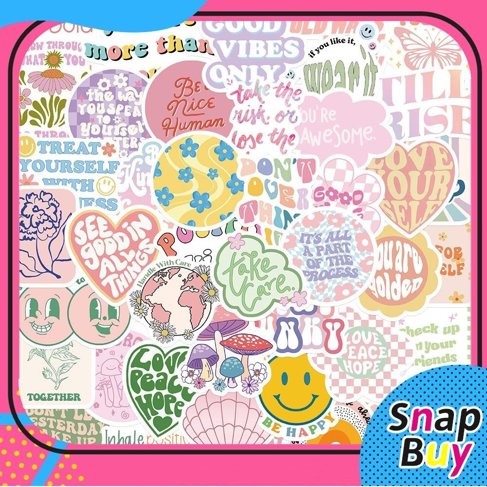 50Pcs Danish Pastel Positive Slang Series Stickers Waterproof DIY ...