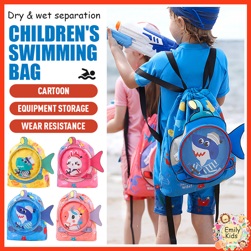 Ready Stock Kids Swimming Backpack Outdoor Waterproof Cartoon Swimming ...
