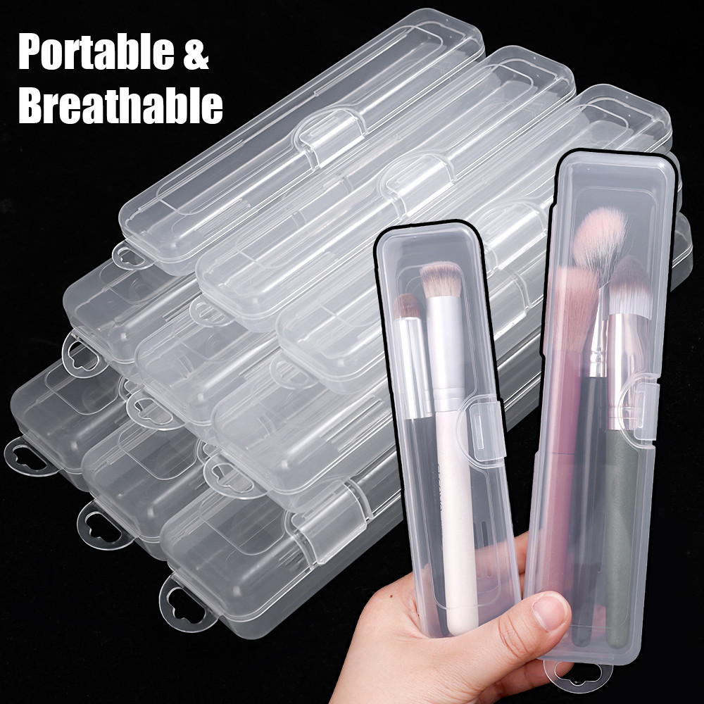 Portabl Makeup Brush Storage Box Transparent Dust-proof Eyebrow Pencil ...