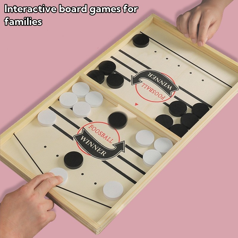 Travel Toys Wooden Sling puck Board Game Bouncing Hockey Fast Sling ...