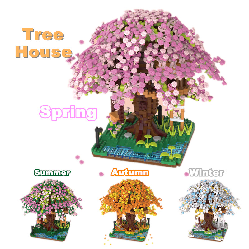Mini Blocks Beautiful Architecture Flower Tree House Cherrry Sakura ...