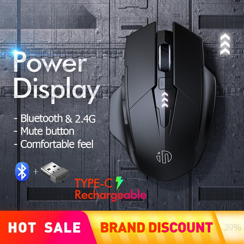 A1 Wireless Mouse Bluetooth+2.4G tri-mode Rechargeable Ergonomics Mouse ...