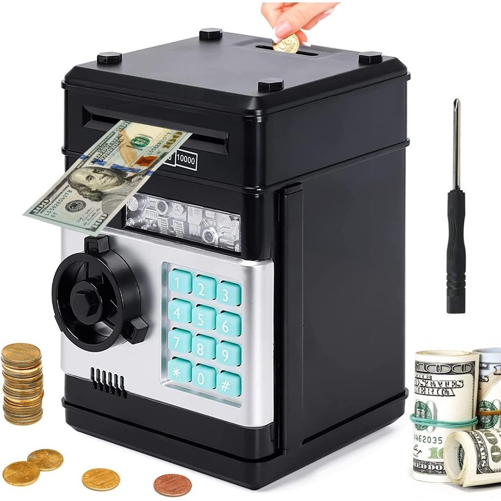 Electronic Piggy Bank Coin Bank Kids Money Saving Box with Password ATM Machine Savings Bank for ...