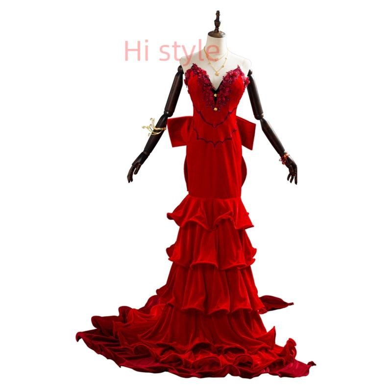 FINAL FANTASY VII: Remastered cos Aerith cosplay women's red dress ...