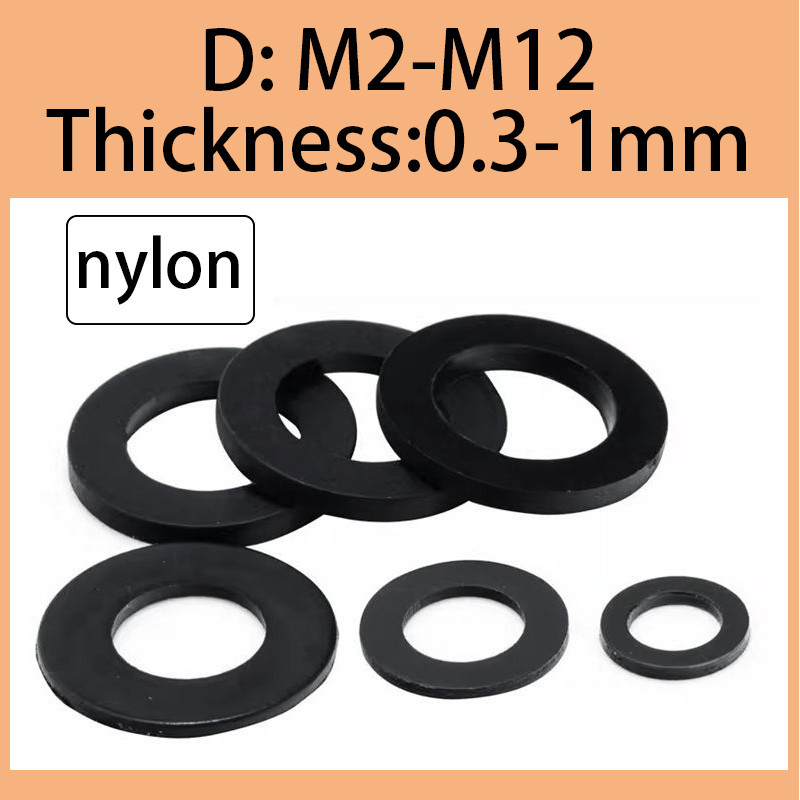 M2-M12 Black washer Rubber plastic flat black nylon washer PE | Shopee ...