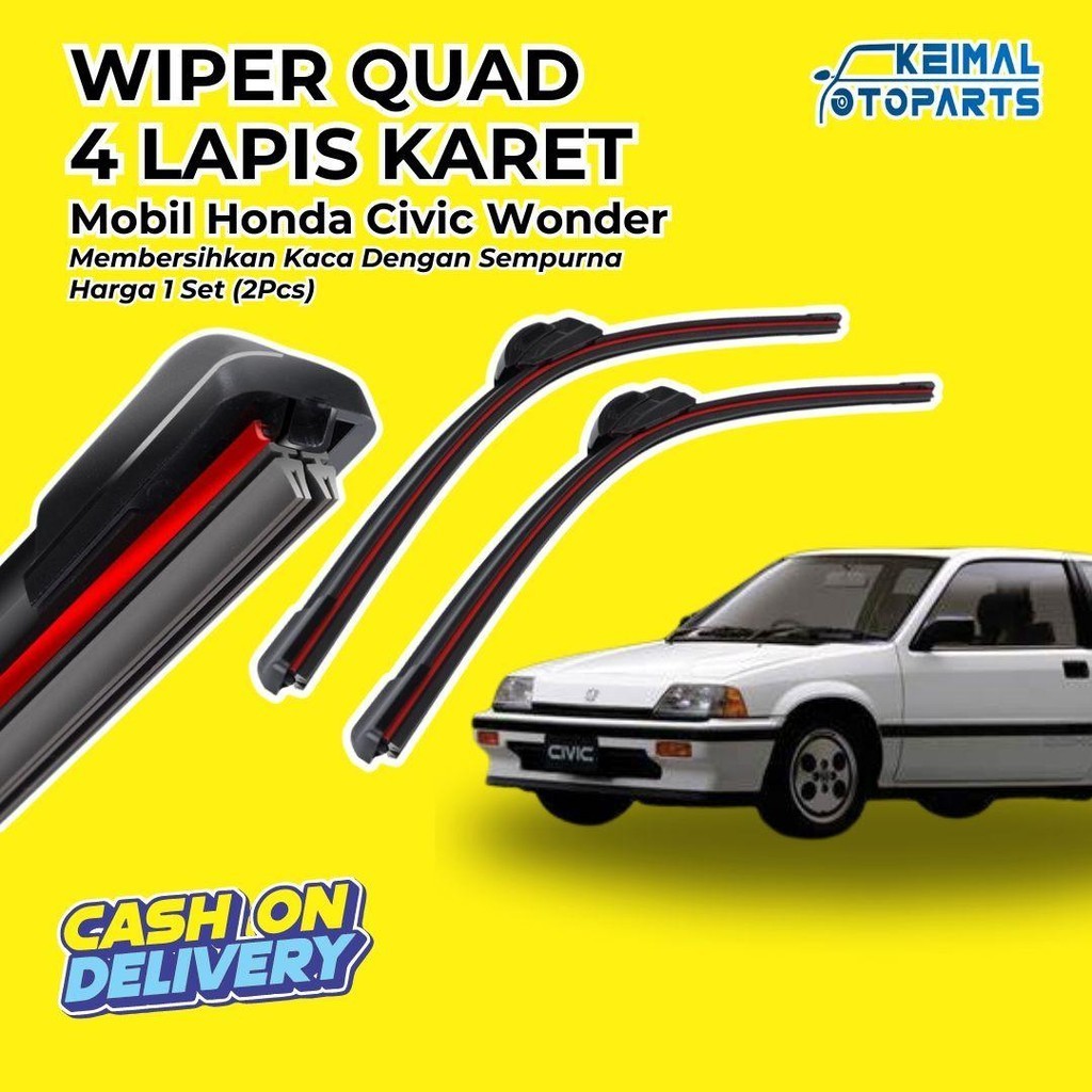 Honda Civic Wonder Quad 4 Layer Rubber Car Windshield Cleaning Sweep 1 ...