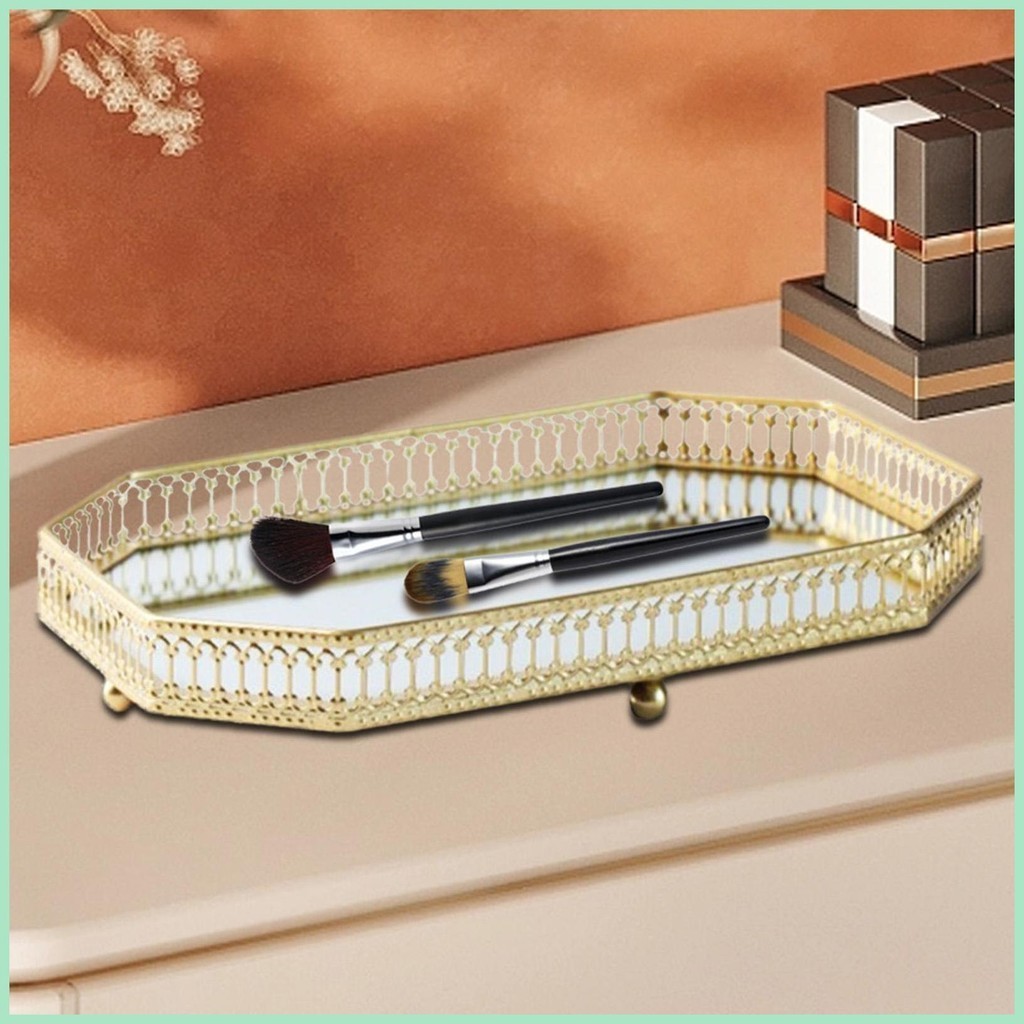 Gold Mirror Tray Golden Mirror Vanity Trays Small Tray Hollowed out ...