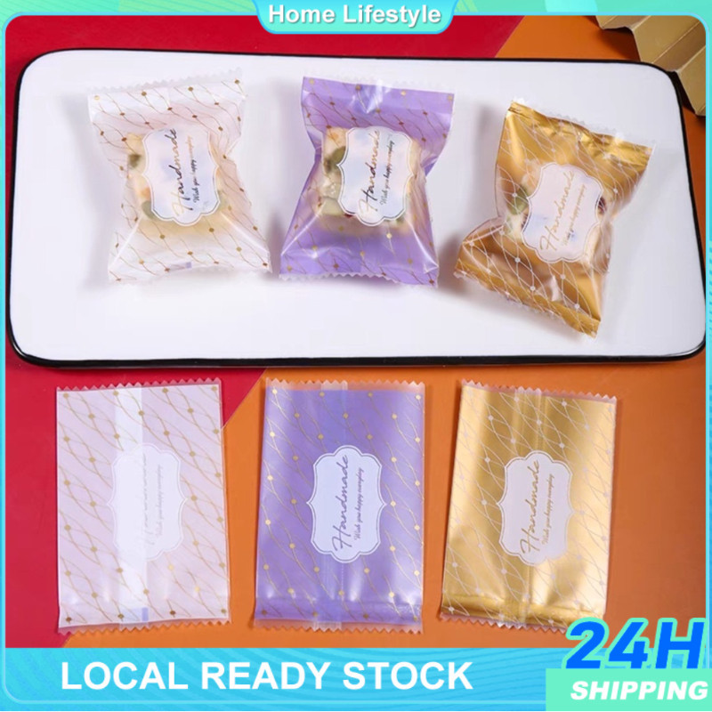 100PCS Handmade Gold Cookie Bag Candy Pastry Heat Wrapper Polvoron ...