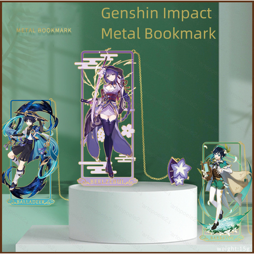 Kira Genshin Impact Bookmark Creative Book Clip Metal Stationery Cute ...
