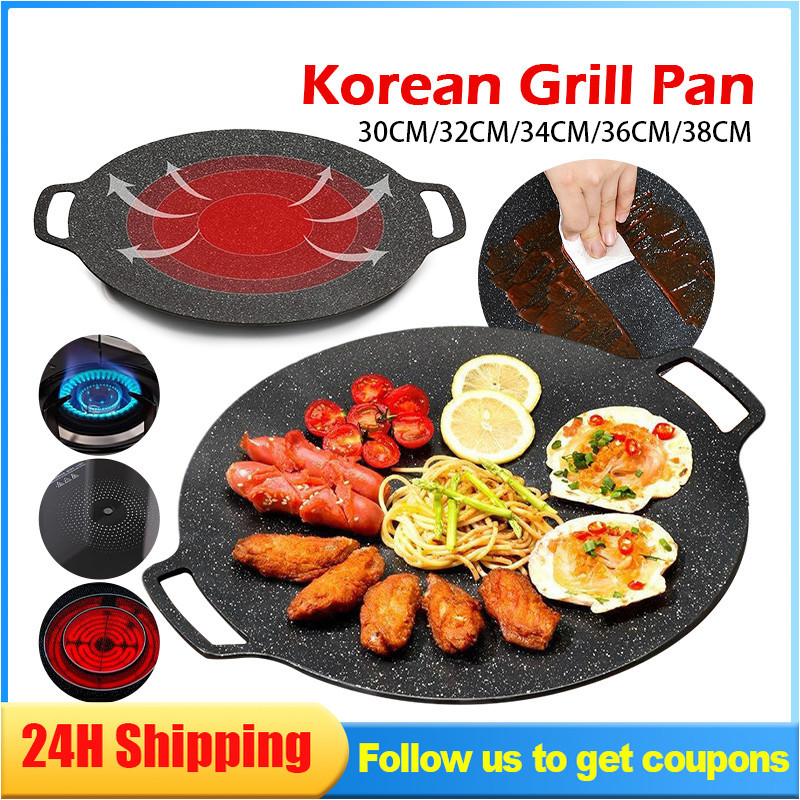 Maifan Stone Grill Pan 30/32/34/36/38cm Non-stick Korean BBQ Grill Pan ...
