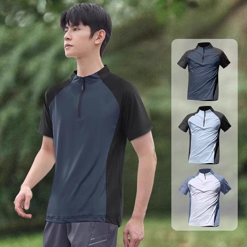 Unisex Dri-Fit Half Zip Workout Shirt Long&Short Sleeve Gym Training ...