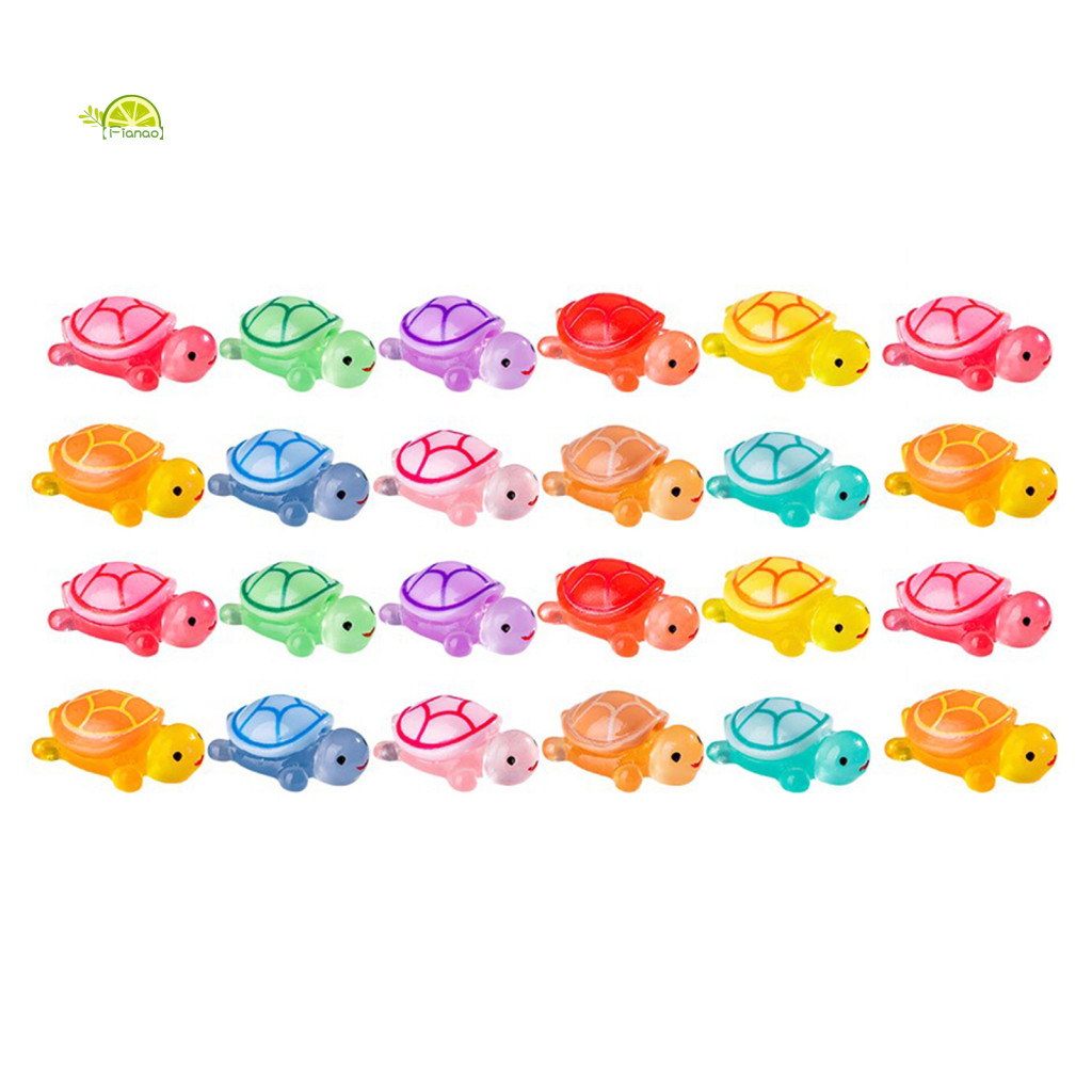 Mini Turtle Figurines Small Resin Turtles 24 Pcs Mini Glow-in-the-dark ...