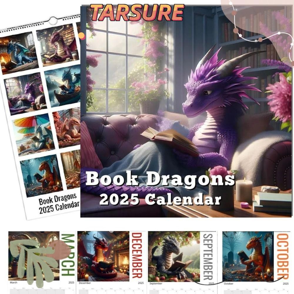 TARSURR Book Dragon 2025 Calendar, Paper Portable 2025 Wall Calendar ...