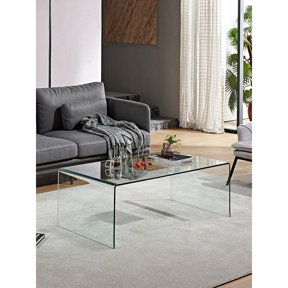 Glass Coffee Table for Living Room, Simple Modern Small Apartment Tea ...