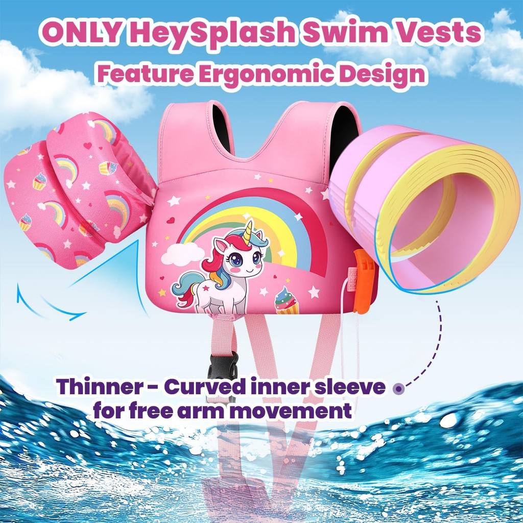 HeySplash Toddler Swim Vest, Toddler Floaties Fit 13-30 Lbs, Puddle ...