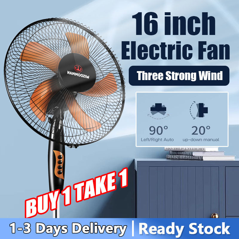 Electric Fan 16-inch Stand fan With Remote Control 3 Speed Strong Wind ...
