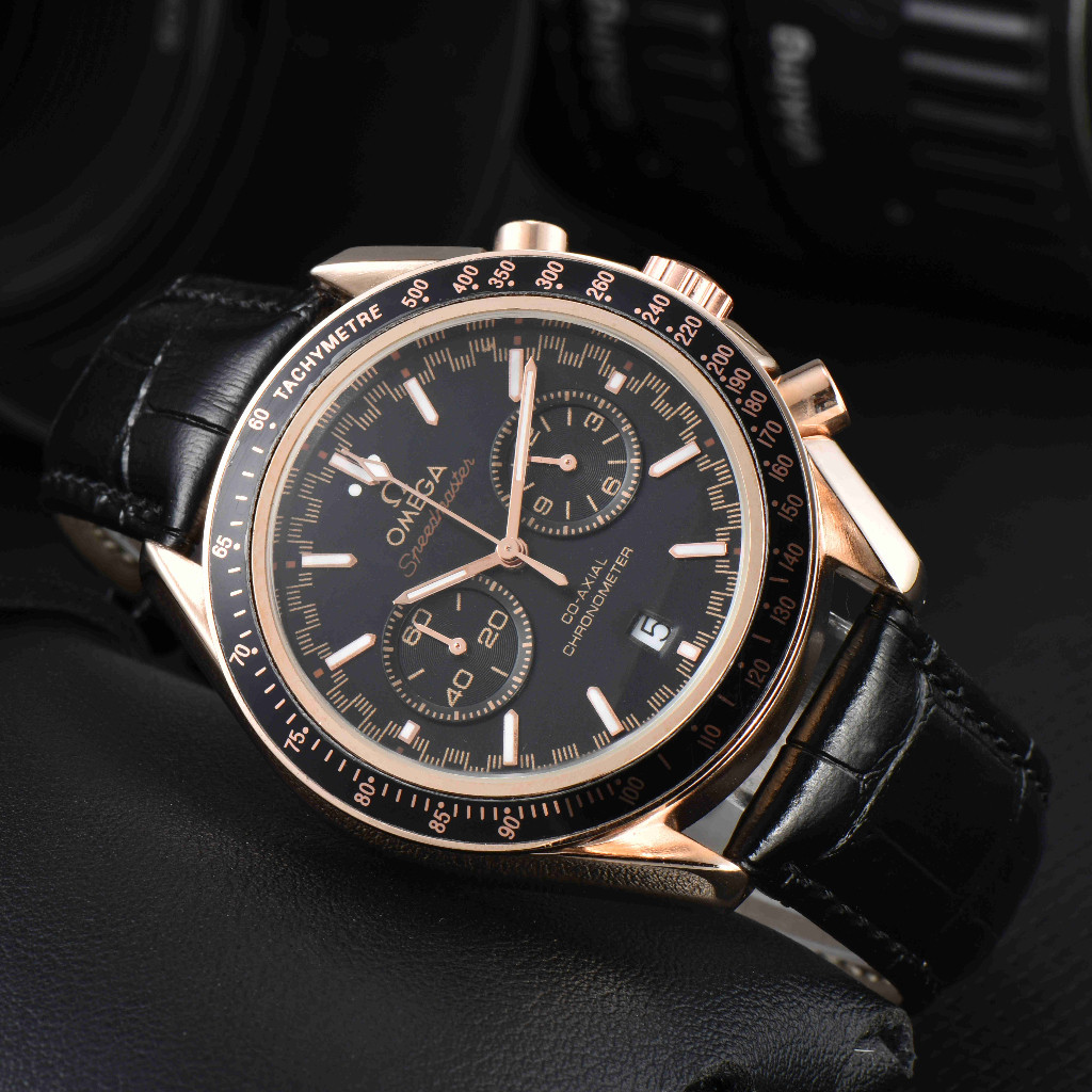 New Omega Speedmaster Series Wrist Watch Quartz Movement Black Dial ...