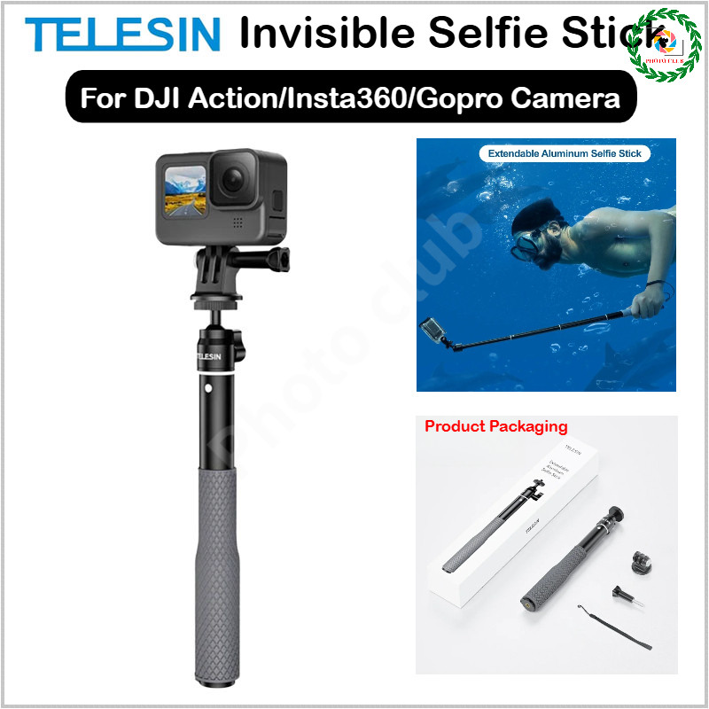 TELESIN Invisible Selfie Stick for Gopro 13 12 DJI Action 5 Pro 4 3 ...