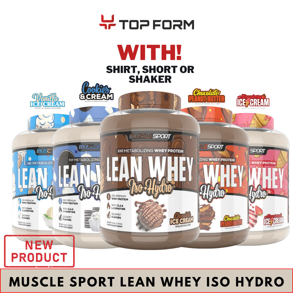 Muscle Sport Lean Whey Iso Hydro 5lbs With Shirt, Short or Shaker ...