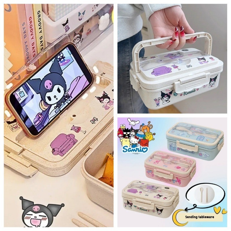Sanrio Bento Box Kuromi Rice Box Can Be Microwave Heated To Work and ...