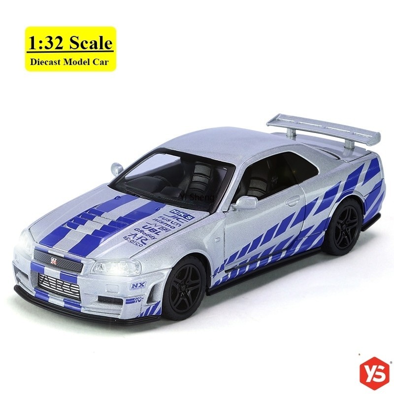 1/32 1/24 Scale fast and furious Diecast NISSAN SKYLINE GTR R34 metal ...