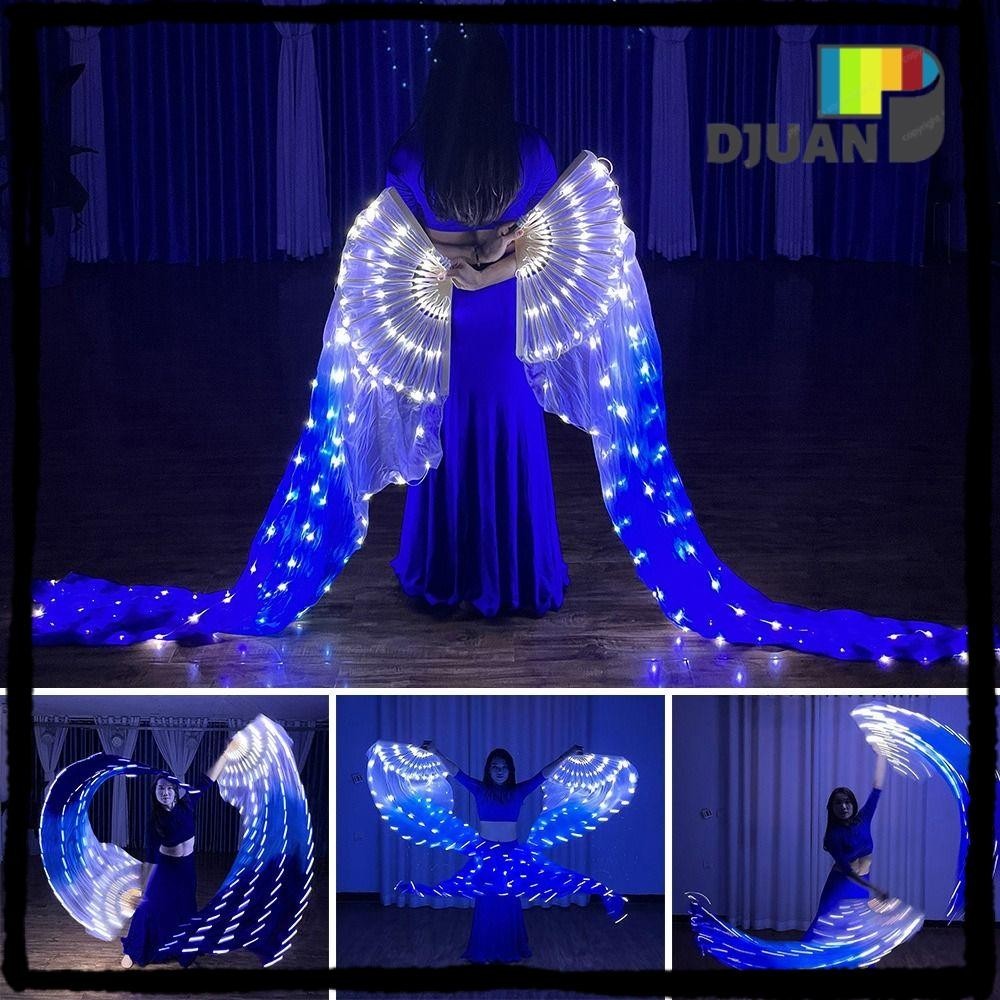 DUOJUAN Belly Dance Fans, Veil Silk LED Fan, Universal LED Light ...