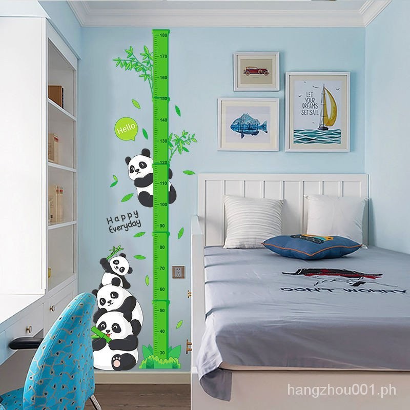 Cartoon Cute Bamboo Panda Height Measurement Wall Sticker Living Room ...
