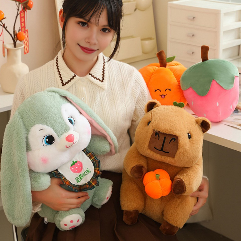 Stuffed Doll Baby-friendly Rabbit Plushie Adorable Reversible ...