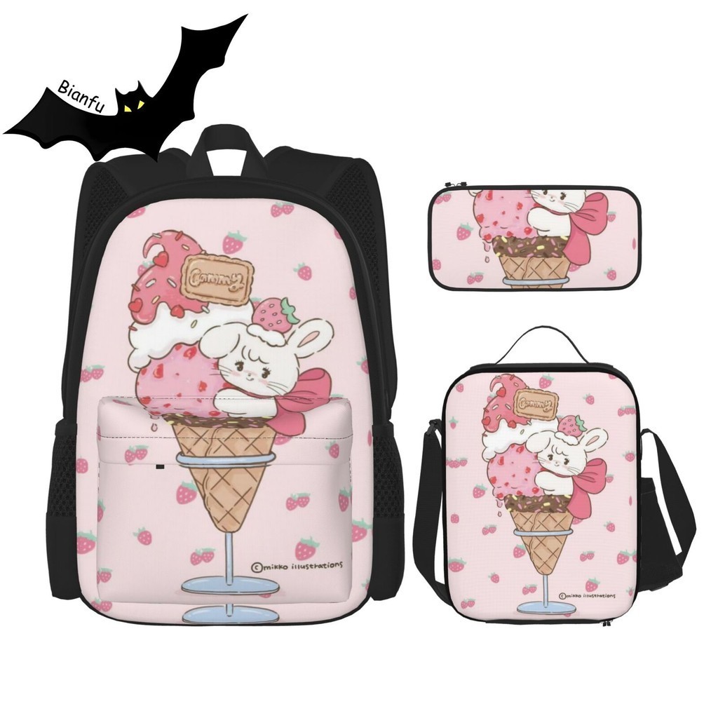 Mikko Illustrations School Backpack Set Canvas Girls Boys School Bags ...