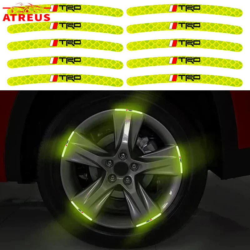 20Pcs Toyota TRD Reflective Car Wheel Hub Stripe Sticker Night Safety ...