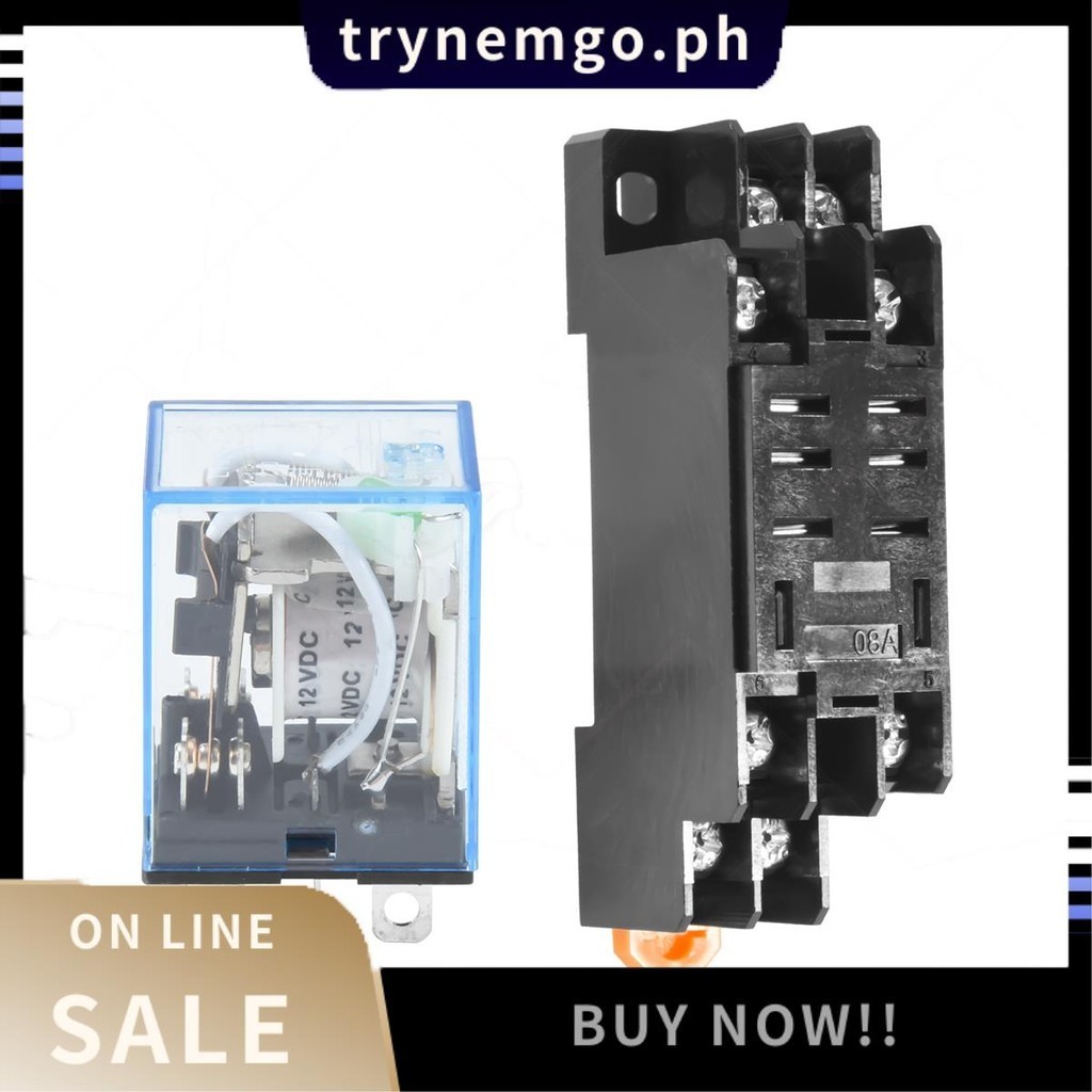 12V DC Coil Power Relay DPDT LY2NJ HH62P-L JQX-13F 10A With PTF08A Socket Base | Shopee Philippines