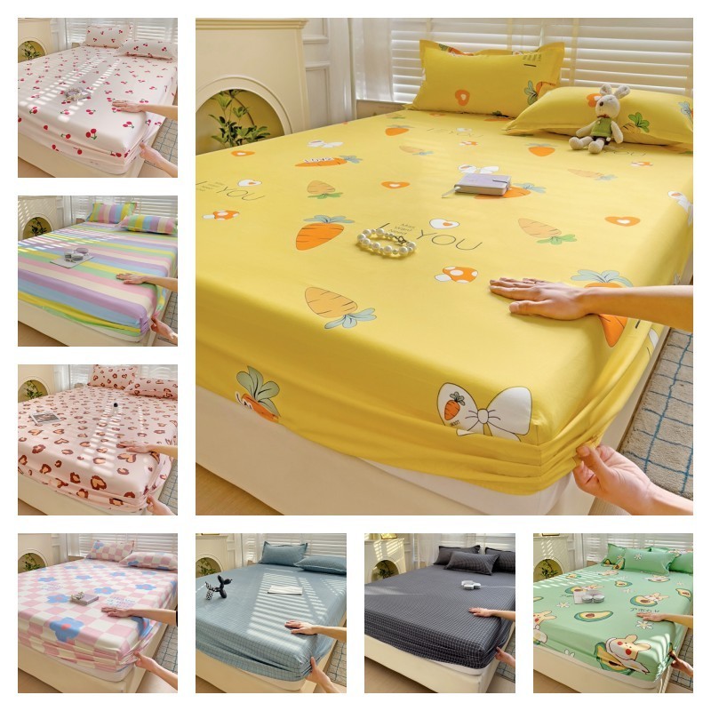 Cadar 1 PC Cartoon Style Carrot Print Fitted Sheet For Students Washed ...