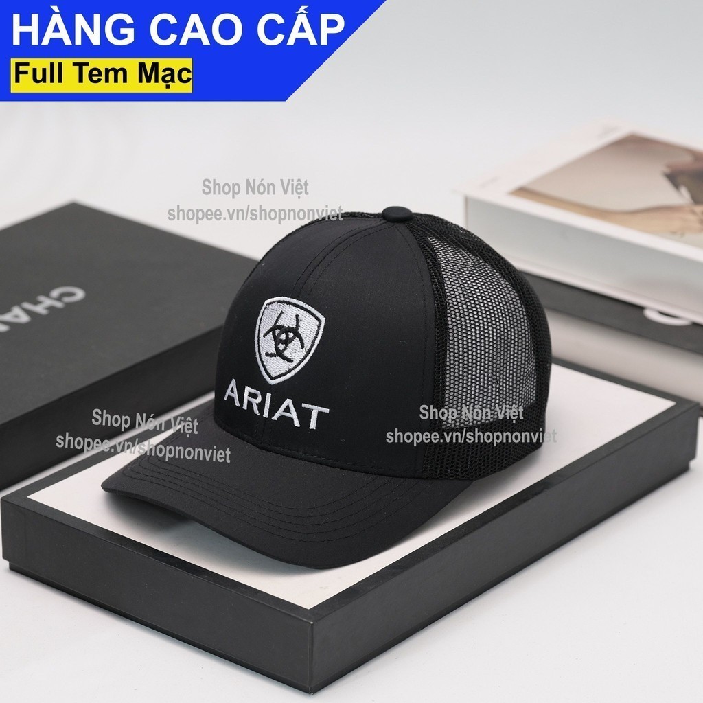 [A188] Ariat Hat Cap Cool Shield Logo Black Cotton Khaki Fabric With ...