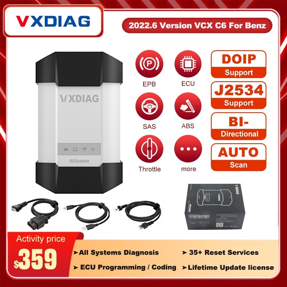 RR+`VXDIAG VCX C6 For mercedes benz diagnostic tools DOIP Oneline ...